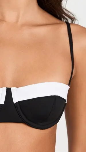 Staud Jo Balconette Bikini Top - Black/white