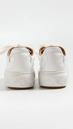 Tory Burch Ladybug Leather Sneakers With Perforated Details - White/white/white