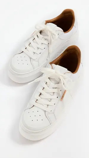 Tory Burch Ladybug Leather Sneakers With Perforated Details - White/white/white