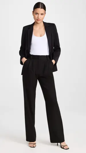 FAVORITE DAUGHTER Single Button Twill Blazer - Black