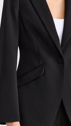 FAVORITE DAUGHTER Single Button Twill Blazer - Black