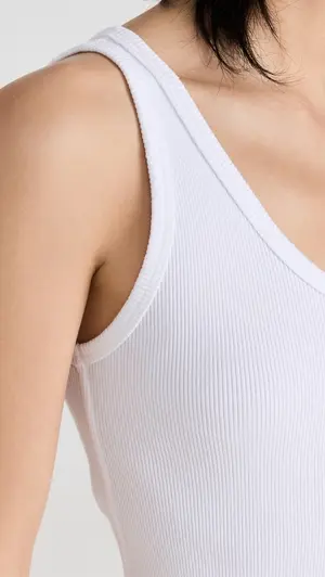 AMO Crop Ribbed Tank - White