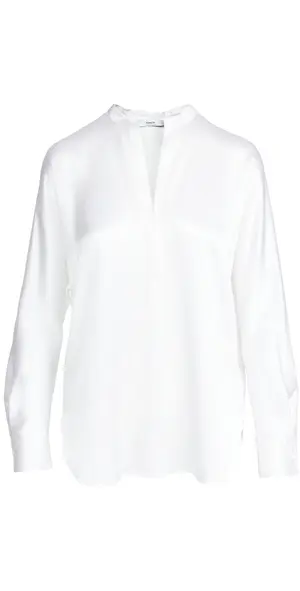 Vince Band Collar Silk Blouse