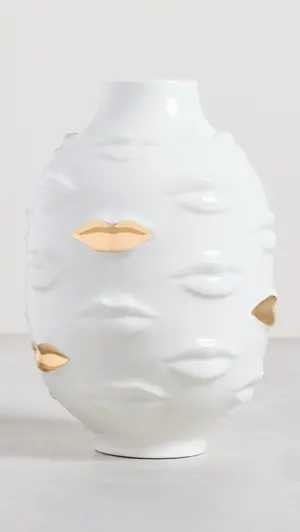 Jonathan Adler Gilded Gala Round Vase - White/gold