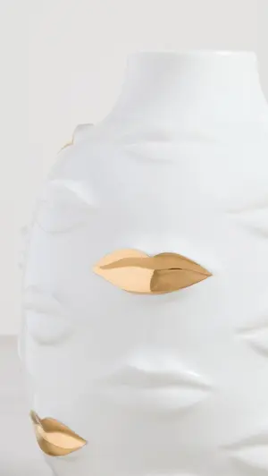 Jonathan Adler Gilded Gala Round Vase - White/gold