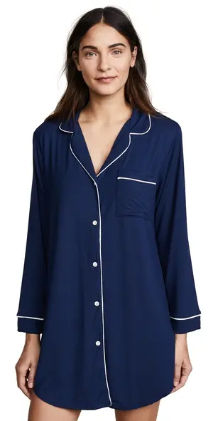 Eberjey Gisele Sleep Shirt - Navy/ivory