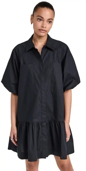 Simkhai Crissy Cotton Poplin Mini Dress - Black
