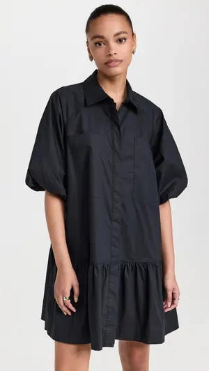 Simkhai Crissy Cotton Poplin Mini Dress - Black