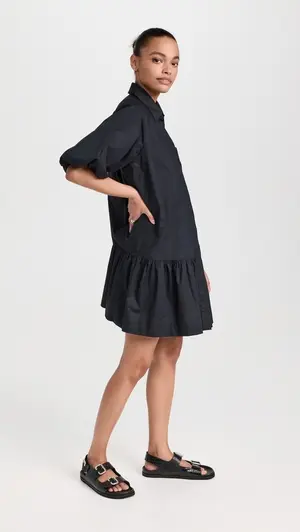 Simkhai Crissy Cotton Poplin Mini Dress - Black