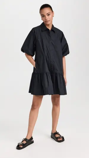 Simkhai Crissy Cotton Poplin Mini Dress - Black