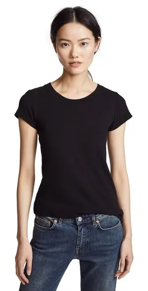 L'Agence Cory Crew Neck Tee - Black