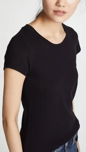 L'Agence Cory Crew Neck Tee - Black