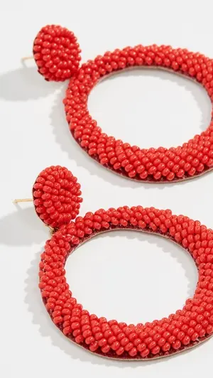 Deepa Gurnani Roberta Beaded Hoop Earrings - Red