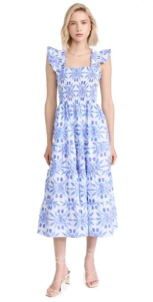 Hill House Home The Ellie Nap Dress Blue Shell Mosaic