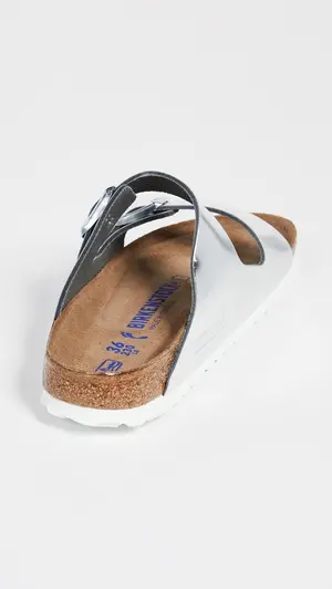 BIRKENSTOCK Arizona Soft Footbed Sandals - Metallic Silver