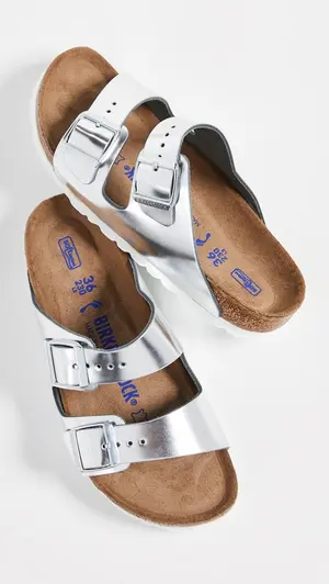 BIRKENSTOCK Arizona Soft Footbed Sandals - Metallic Silver