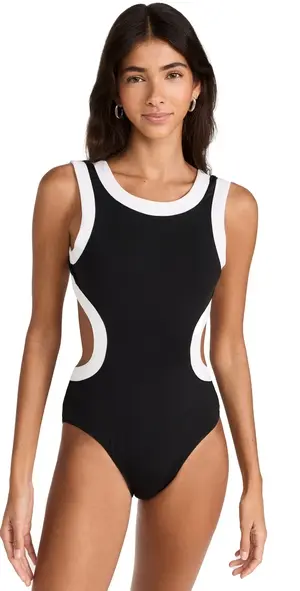 Staud Dolce One-piece Swimsuit - Black/white