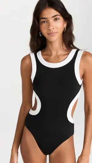 Staud Dolce One-piece Swimsuit - Black/white