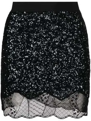 Zadig&Voltaire Sequin-embellished Skirt With Lace Trim - Black