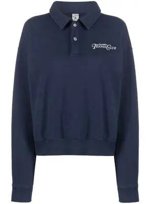 SPORTY & RICH Logo-print Polo Top