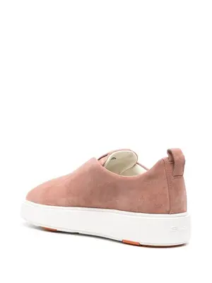 Santoni Logo-debossed Suede Slip-on Sneakers