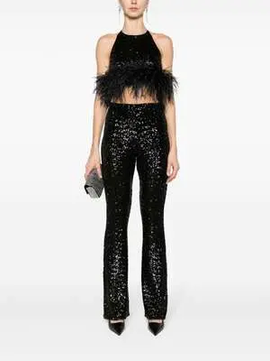 Oseree Sequin-embellished Trousers - Black