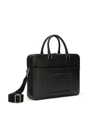 Dolce & Gabbana Logo-embossed Leather Laptop Bag
