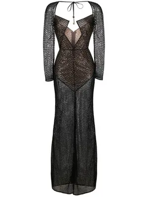 Elisabetta Franchi Square-neck Sequinned Maxi Dress
