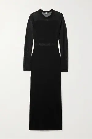 TOTEME Mesh-paneled Knitted Maxi Dress