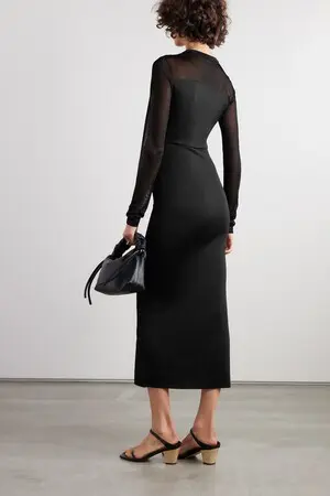 TOTEME Mesh-paneled Knitted Maxi Dress