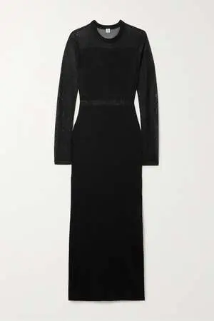 TOTEME Mesh-paneled Knitted Maxi Dress
