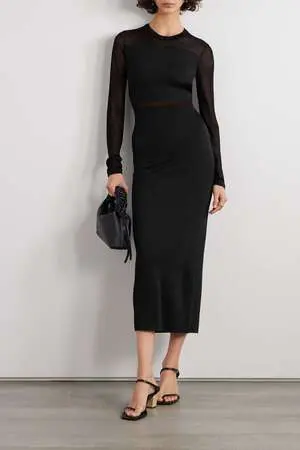 TOTEME Mesh-paneled Knitted Maxi Dress
