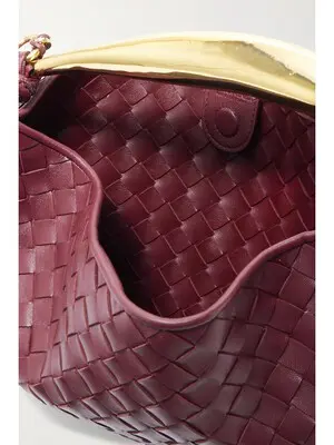 Bottega Veneta Sardine Small Intrecciato Leather Shoulder Bag - Burgundy