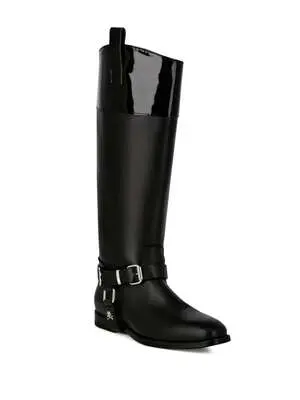 Philipp Plein Buckled Leather Knee-high Boots