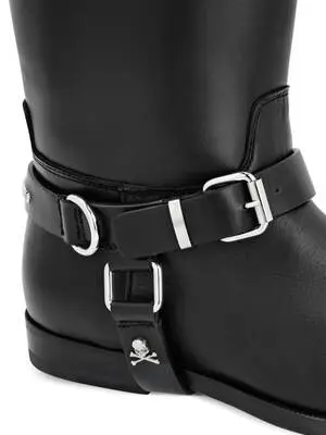Philipp Plein Buckled Leather Knee-high Boots