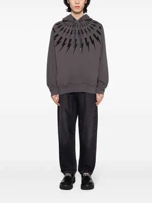 Neil Barrett Thunderbolt Print Cotton Hoodie - Grey
