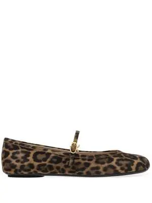 GIANVITO ROSSI Carla Leopard-print Ballerinas - Brown