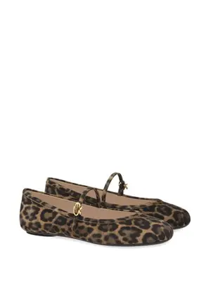 GIANVITO ROSSI Carla Leopard-print Ballerinas - Brown