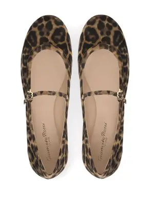 GIANVITO ROSSI Carla Leopard-print Ballerinas - Brown