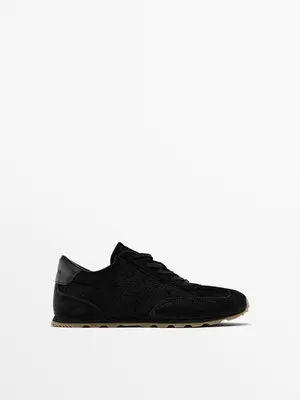 Massimo Dutti Massimo Dutti Sheepskin Low Top Sneakers - Black