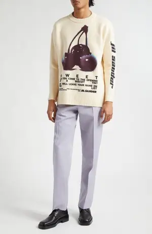 JIL SANDER Cherry Print Wool Sweater