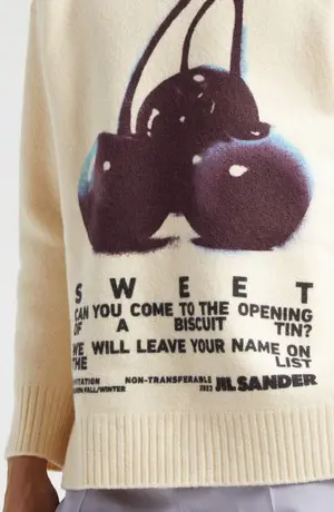 JIL SANDER Cherry Print Wool Sweater
