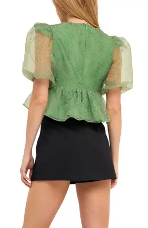 Endless Rose Zebra Print Puff Sleeve Top