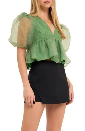 Endless Rose Zebra Print Puff Sleeve Top