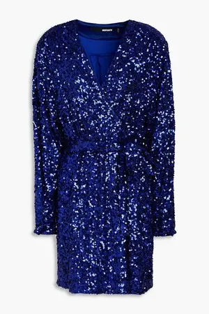 Remain Birger Christensen Sequined Mini Wrap Dress - Indigo