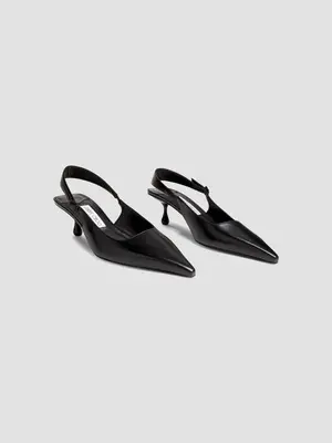 JIMMY CHOO Amel 50mm Leather Slingback Pumps - Black
