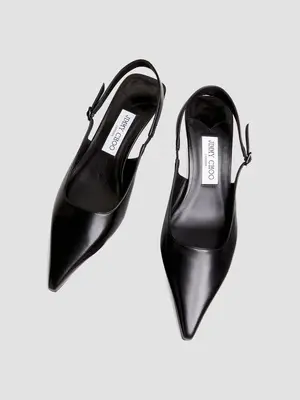 JIMMY CHOO Amel 50mm Leather Slingback Pumps - Black