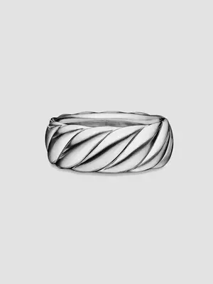 David Yurman Sculpted Cable Contour Band Ring In Sterling 9mm - Silver