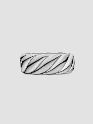 David Yurman Sculpted Cable Contour Band Ring In Sterling 9mm