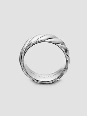 David Yurman Sculpted Cable Contour Band Ring In Sterling 9mm